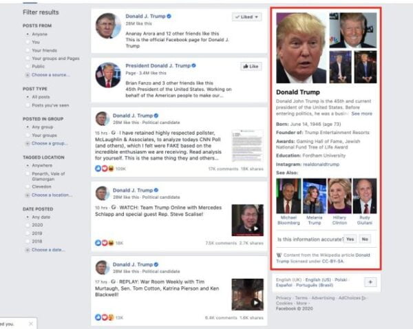 Facebook Wikipedia bilgilerini arama sonuçlarında gösterecek
